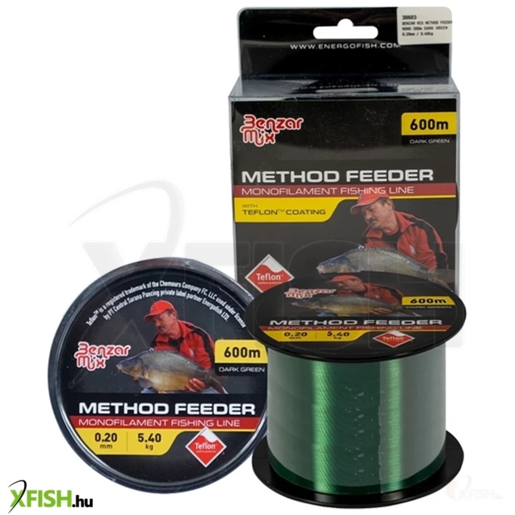 Benzar method feeder zsinór Mono Dark Green 600M 0.28Mm 9
