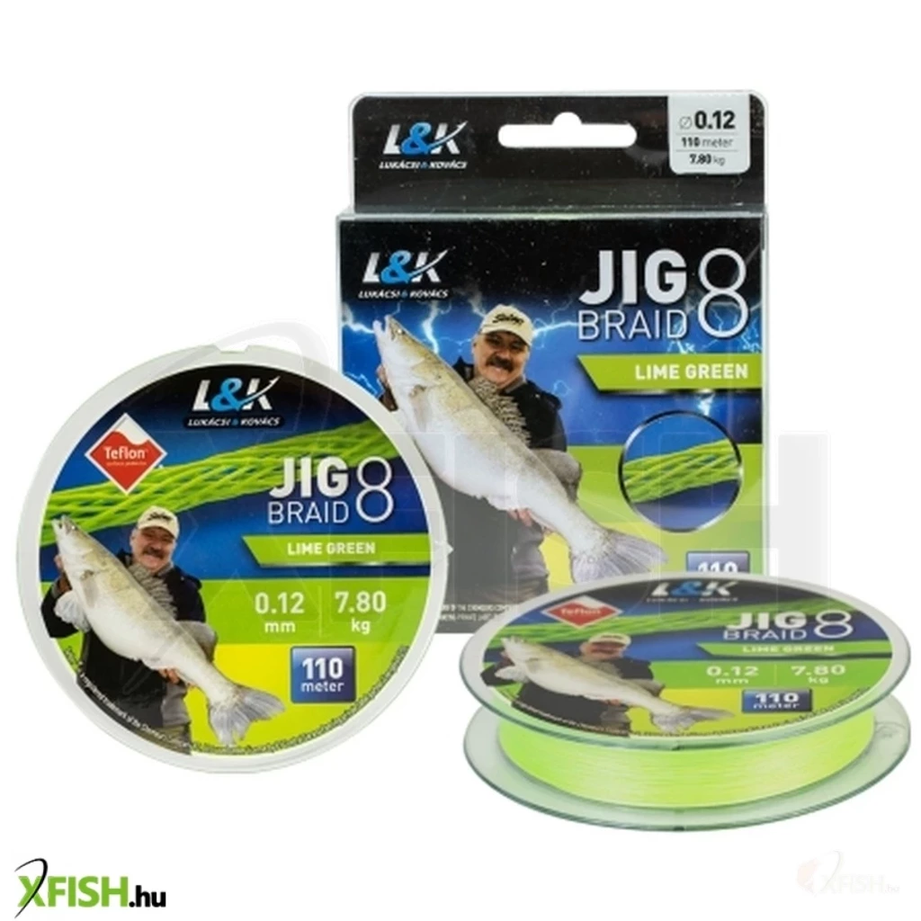 L&K Jig Braid Lime Green fonott zsinór 0,06Mm 4.0 Kg 110M