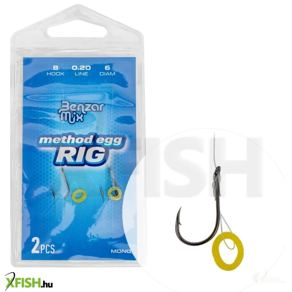 Benzár Mono Method Egg Rig Előkötött Horog Monofil Zsinóron