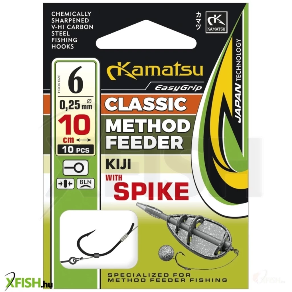 Kamatsu Method Feeder Leaders Kiji Előkötött Horog 30cm 0