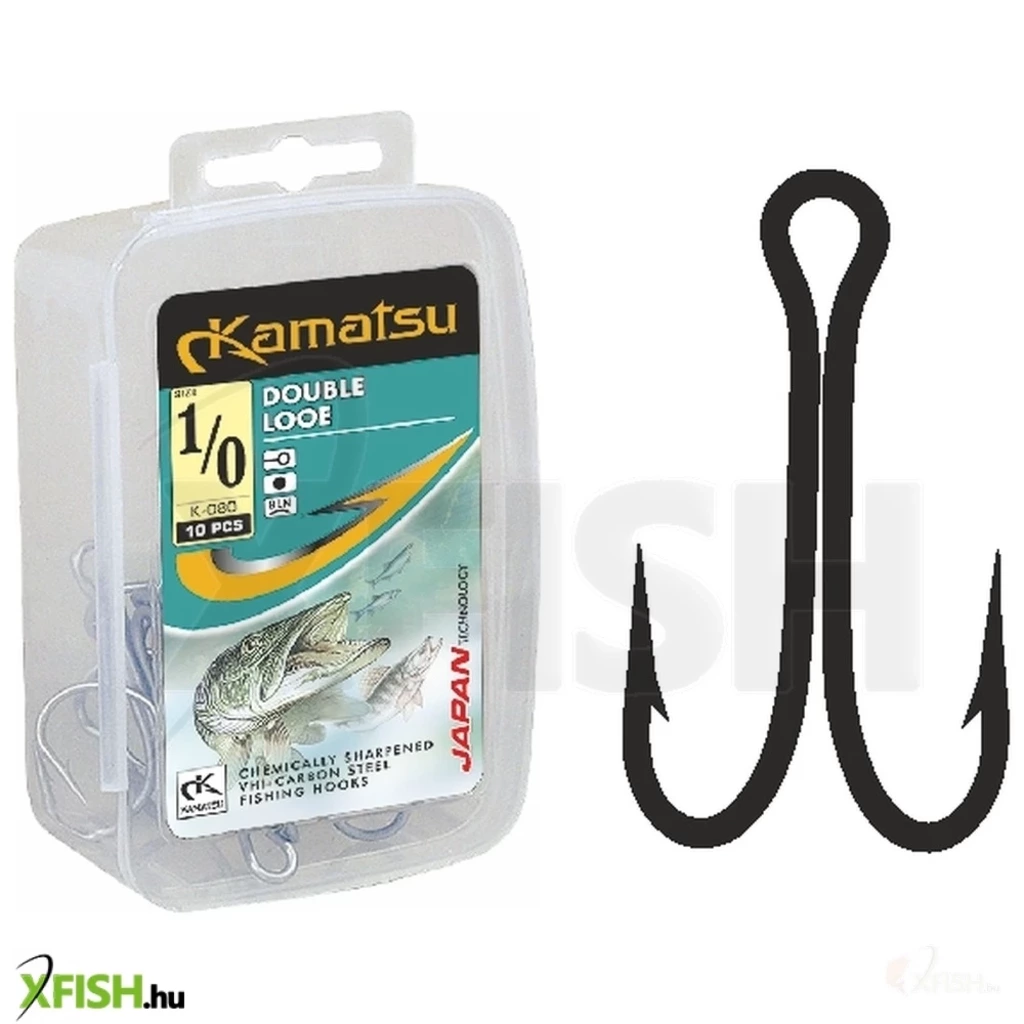 Kamatsu Double Looe Treble Dupla Horog 1/0 Bln Black Nickel