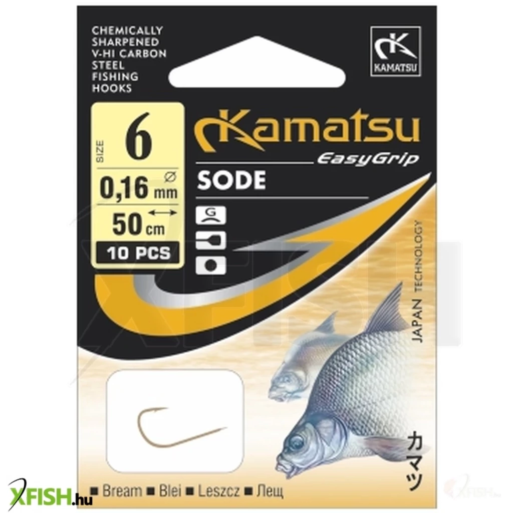 Kamatsu Bream Sode Előkötött Pontyozó Horog Lapkás Arany 50