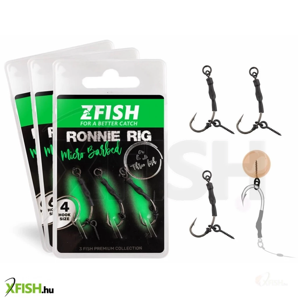 Zfish Ronnie Rig Szerelék 6-os 3db/csomag | Horog